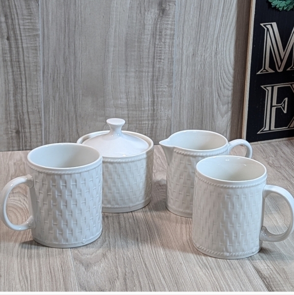 Oneida | Dining | Wicker By Oneida Coffee Mug Cream Sugar Set 5 | Poshmark